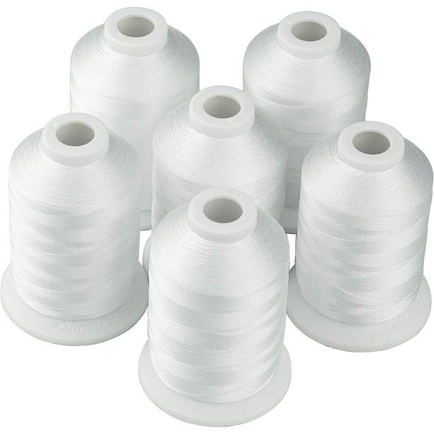 Simthread 6 Polyester White Machine Embroidery Threads 1000M(1100Yards ...