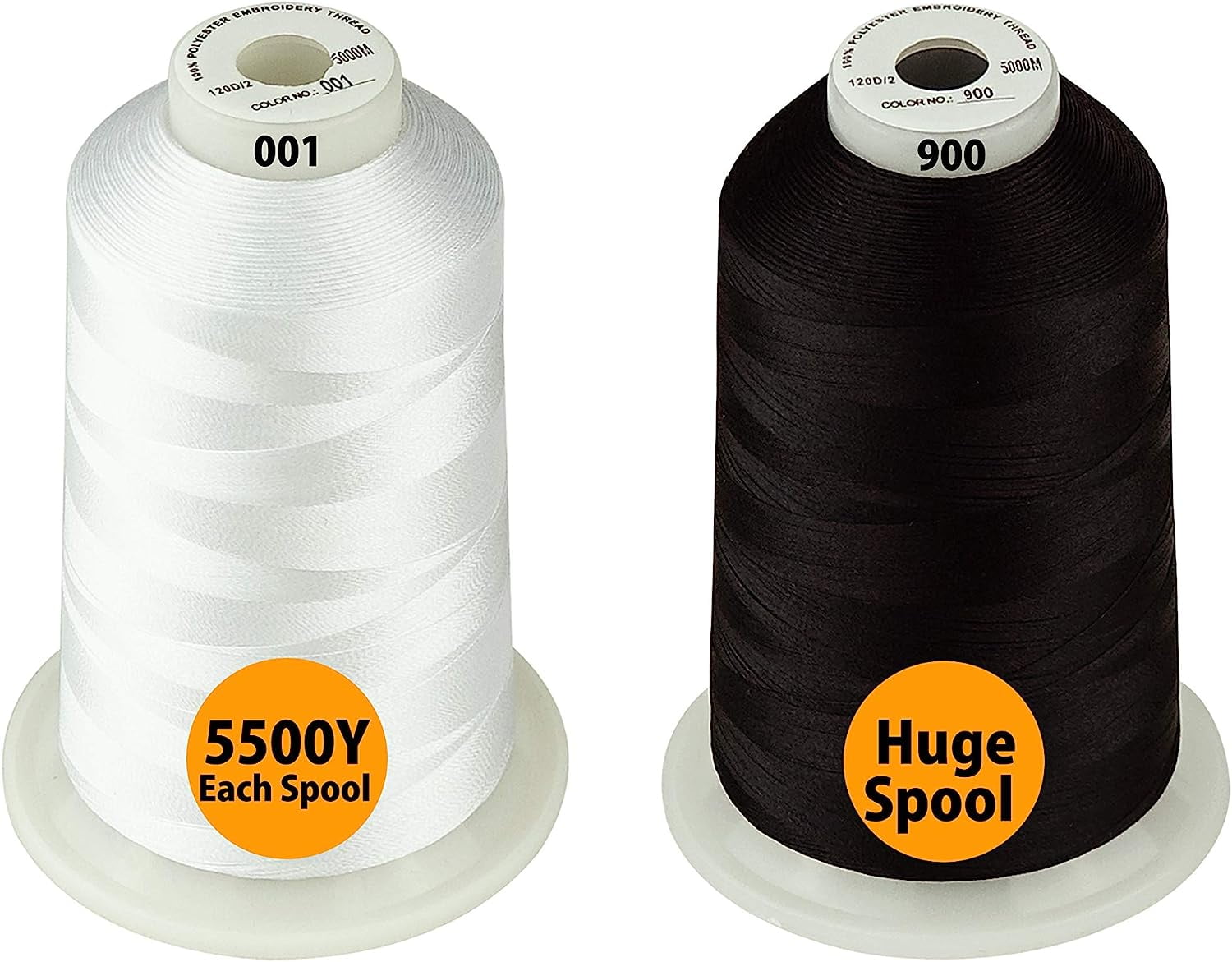 Simthread All Purpose Polyester Embroidery Machine Thread, 2 Huge Spool ...