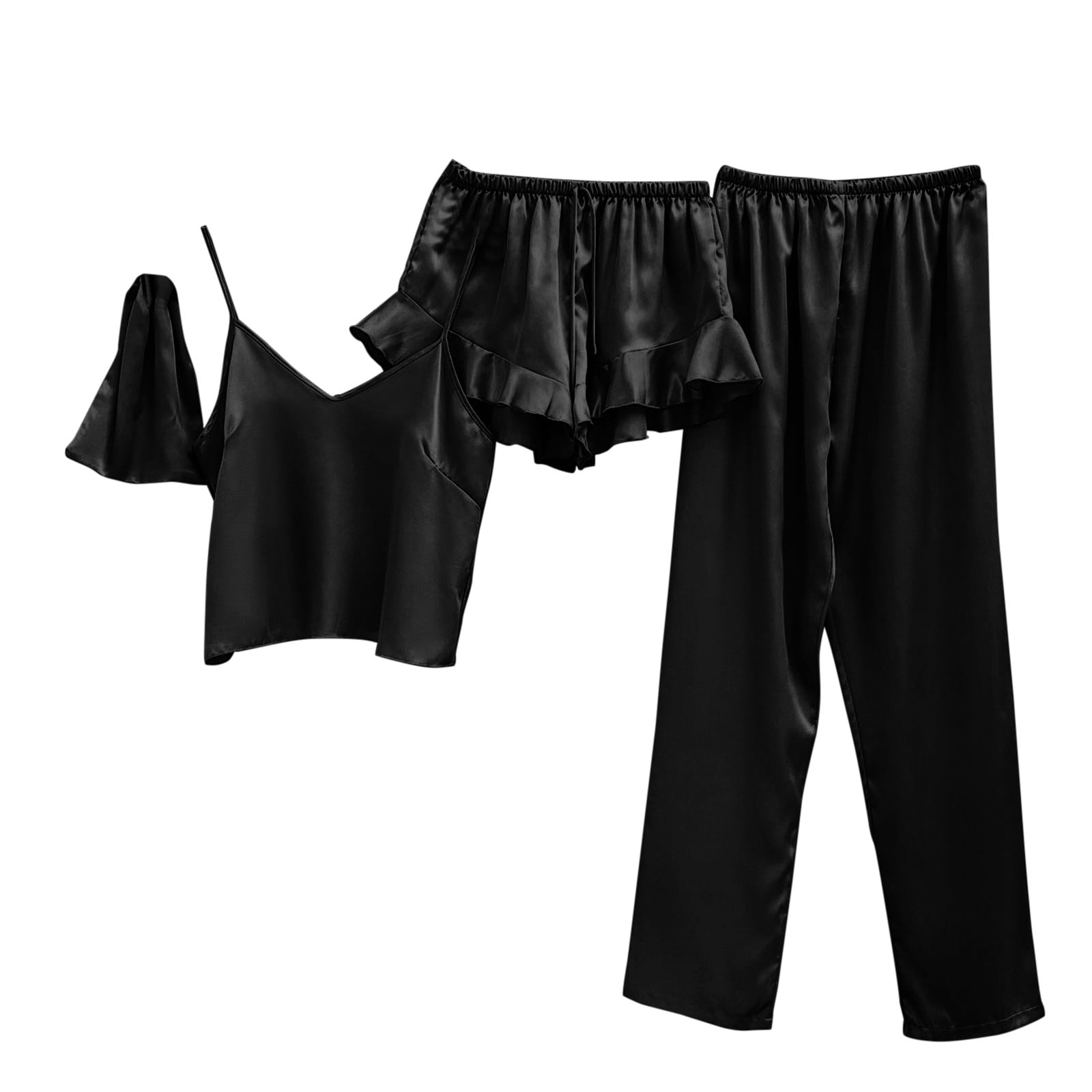 Simu Silk Pajamas For Women Five Piece Set Of Suspender Pajamas That Can Be Worn In Four Seasons