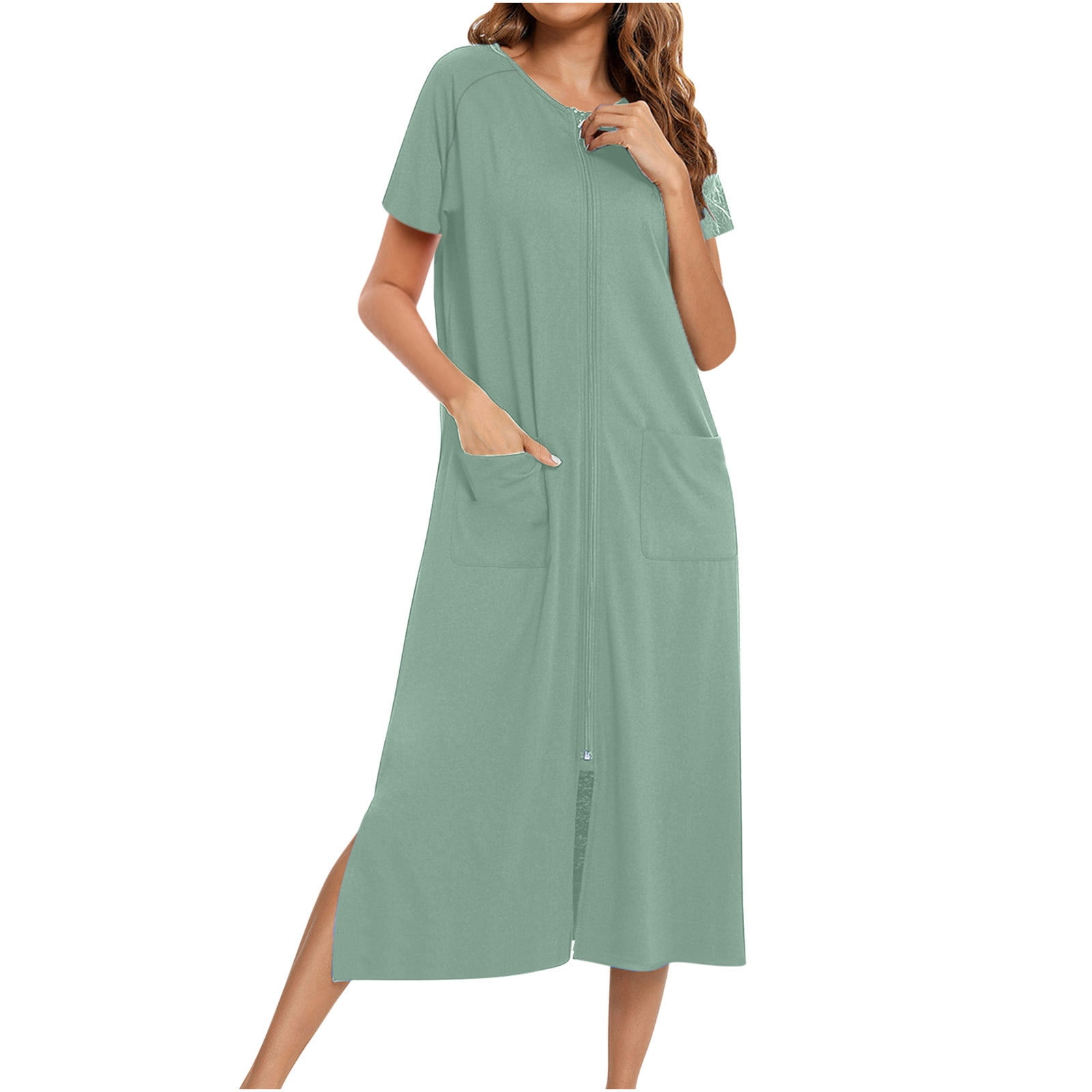 Simua Women 3/4 Sleeve Nightgowns Soft Henley Sleepshirts Full Length ...