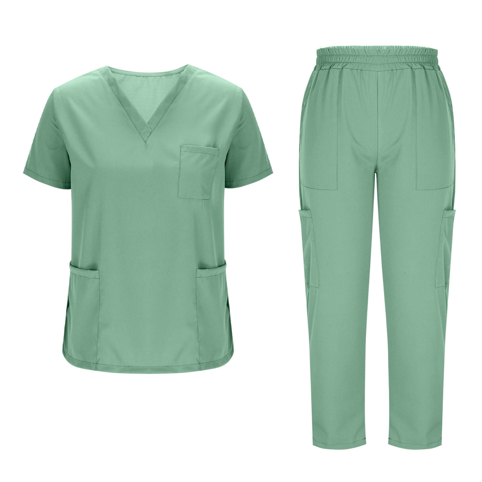 Simua Women's Nursing Uniform Set Loose Drawstring Pants Pocket ...
