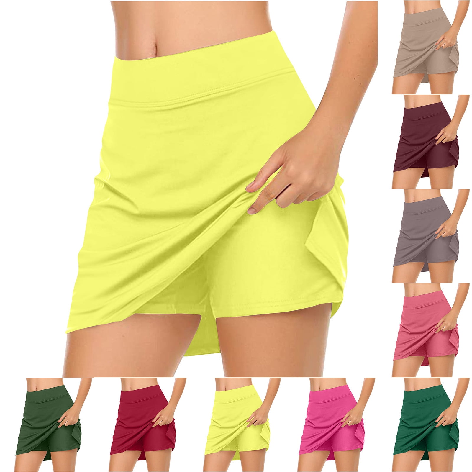 Simua Women's Skorts Summer 2 in 1 Skorts Elastic High Waist Athletic ...