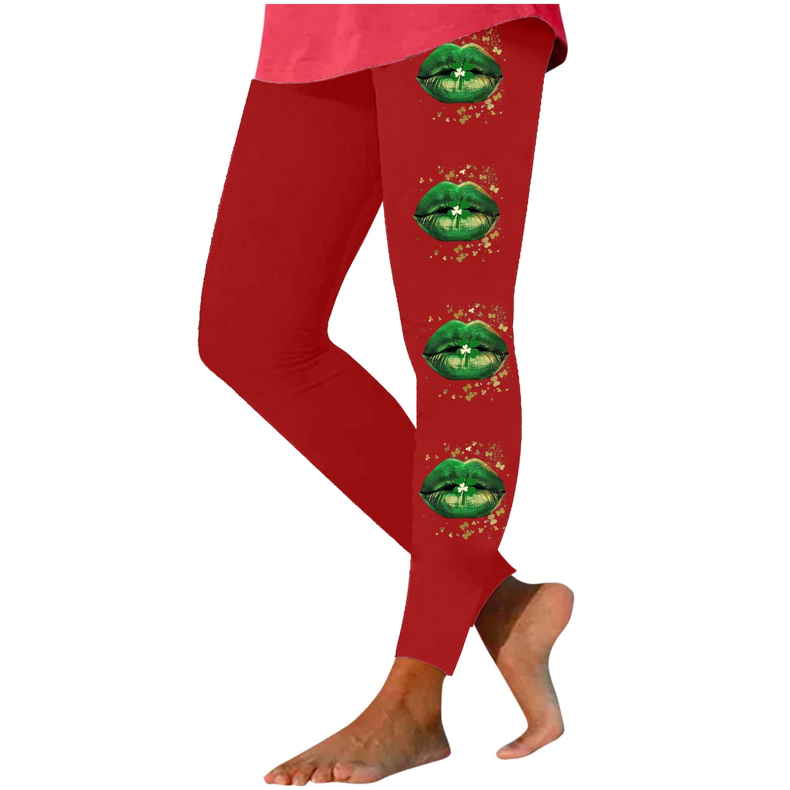 Simua Women's St. Patrick's Day Clover Print Comfortable Hip Lift Yoga ...
