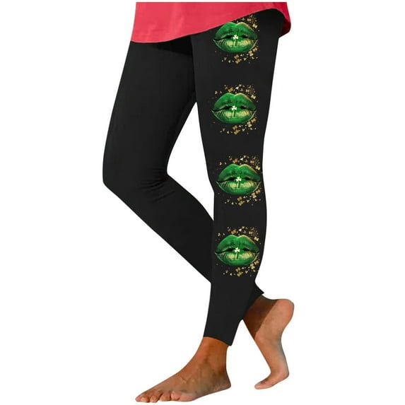 Simua Women's St. Patrick's Day Clover Print Comfortable Hip Lift Yoga ...