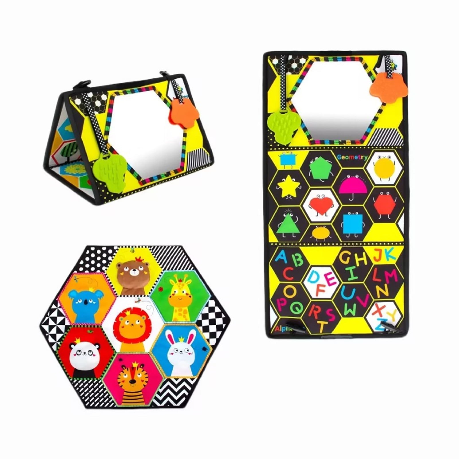 Simuch Baby Tummy Time Mirror, High Contrast Baby Toys with Mirror ...