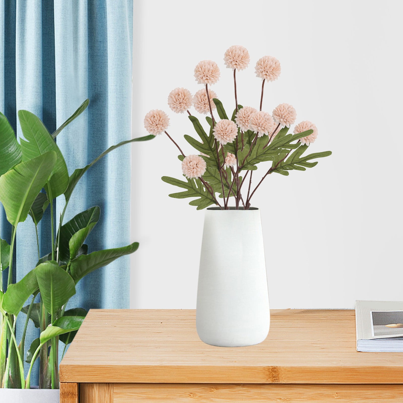 Artificial Scallion Ball Chrysanthemum Flowers | 5 Head Silk ...