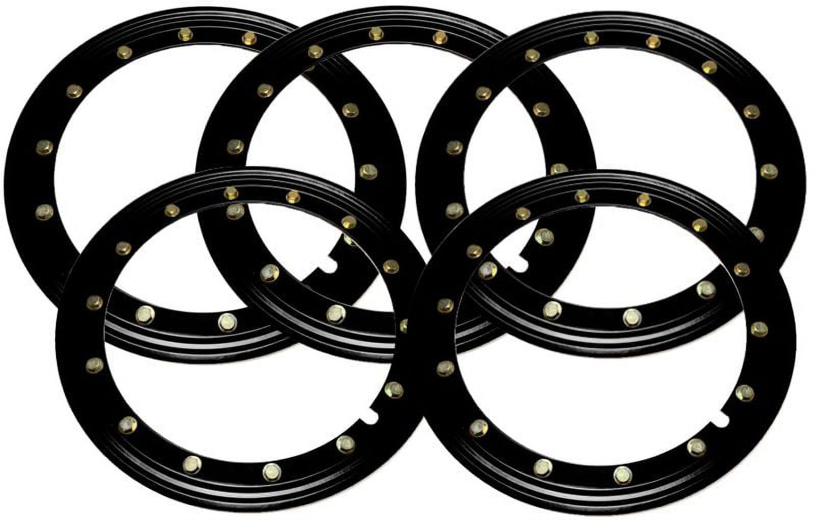 16 inch Simulated Beadlock Rings - BLACK, Set of 5 Rims Covers for ...
