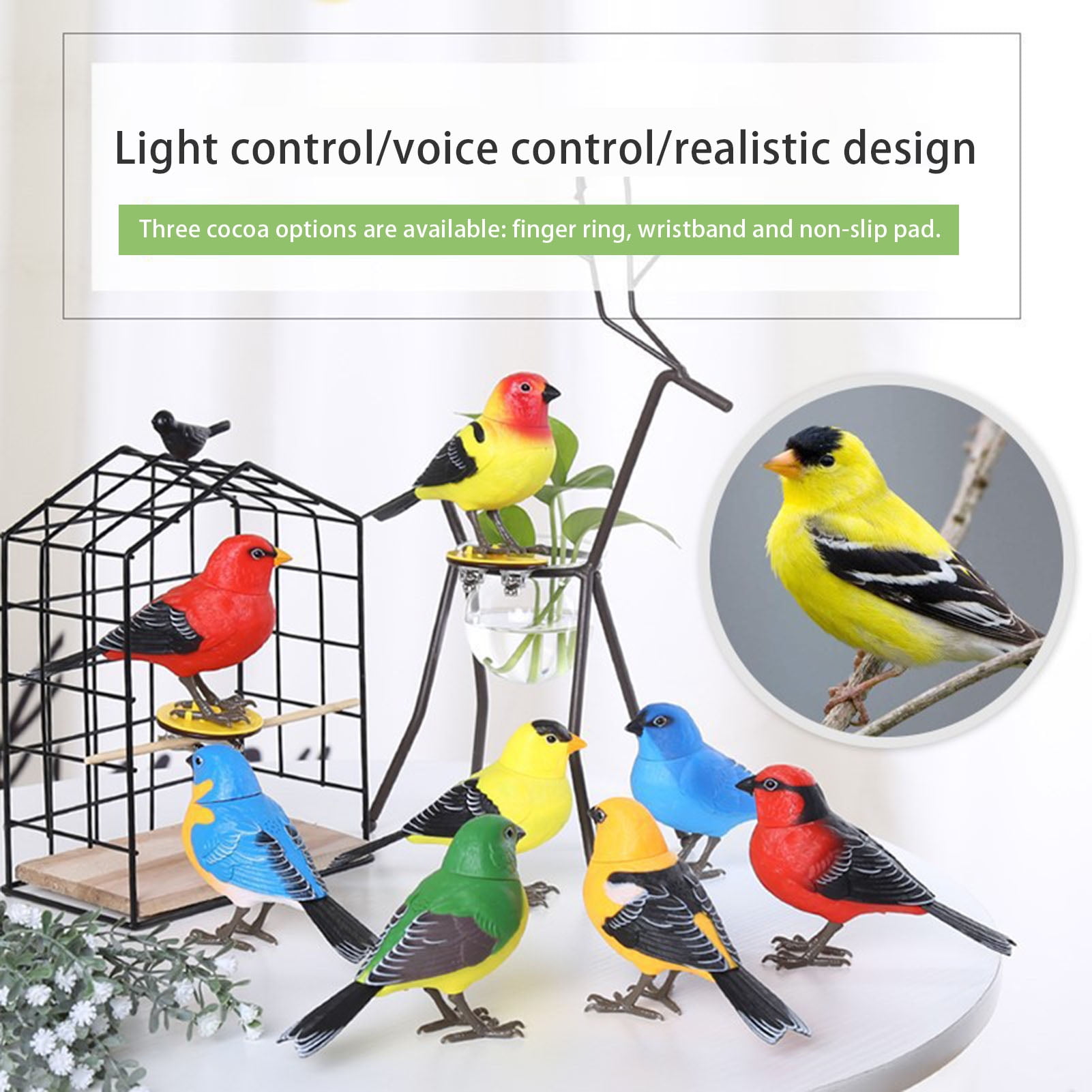Simulated Bird Toy Light Sound Activated Movable Mouth Singing Bird ...