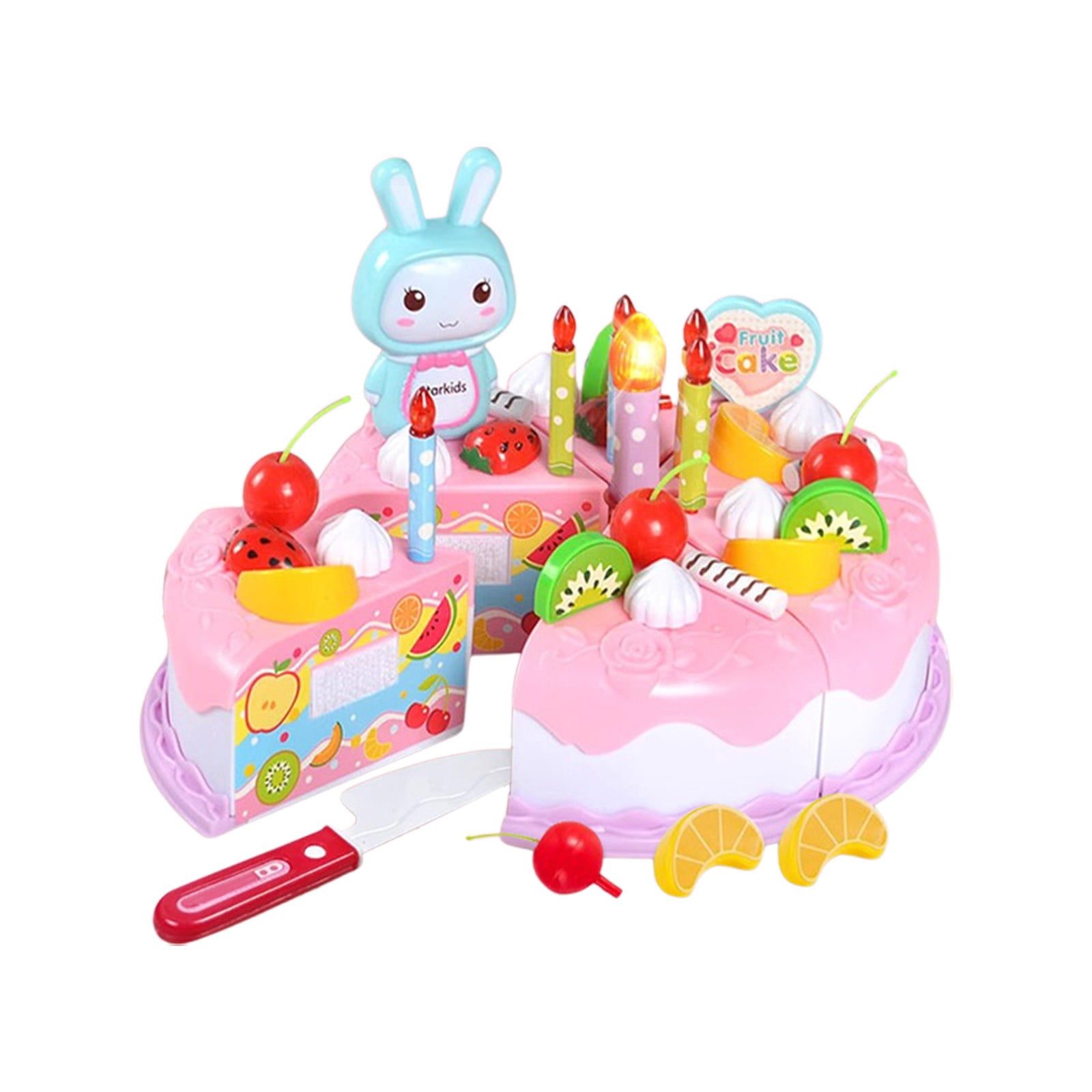 Simulated Birthday Cake Play Set With Candles Diy Cutting Pretend Food ...