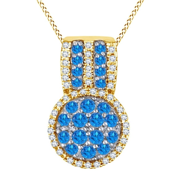 AFFY Simulated Blue & White Topaz Cluster Pendant Necklace in 14k ...