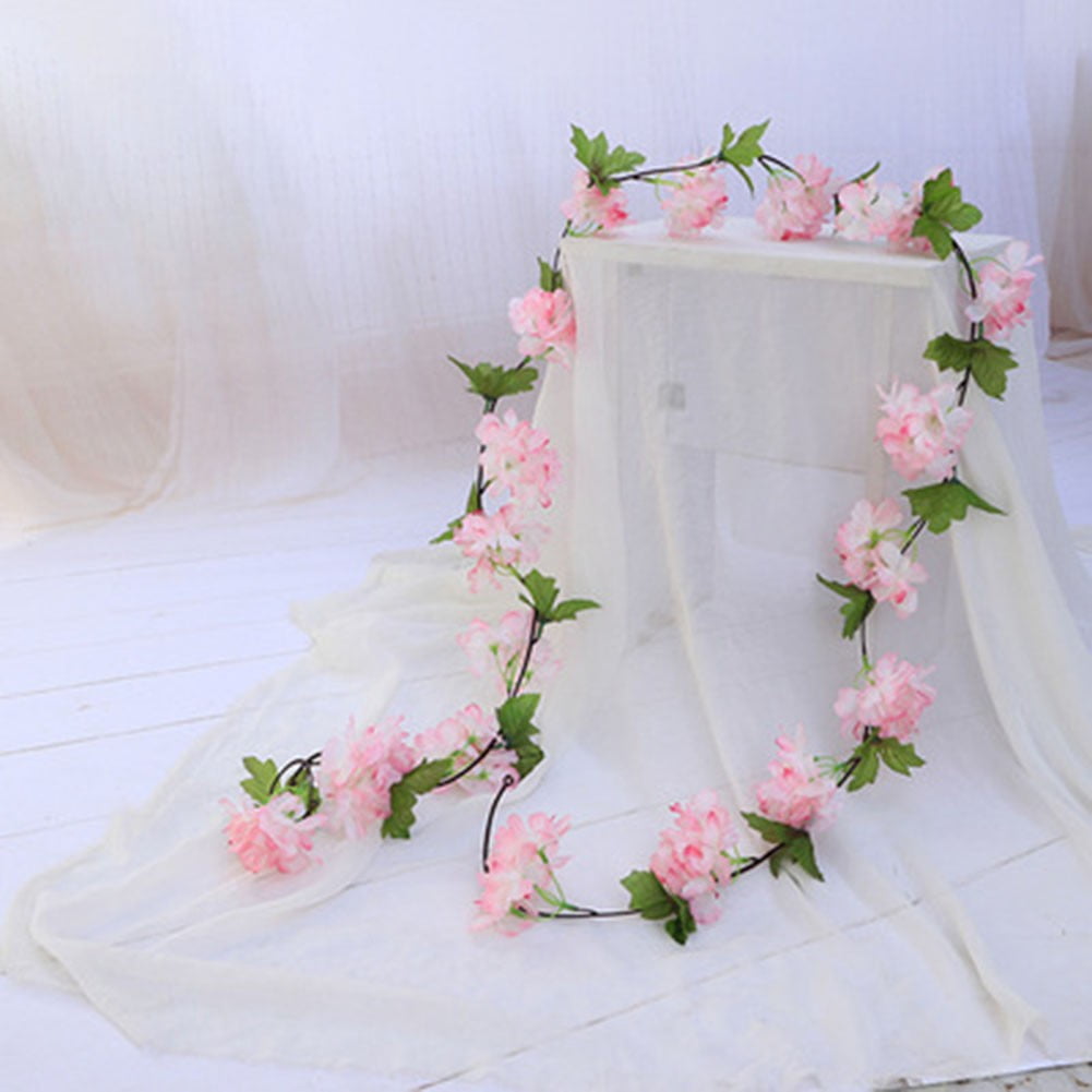 Simulated Cherry Blossom Rattan Fake Flower Rattan Wedding Decoration Flowers,Dark Pink ...