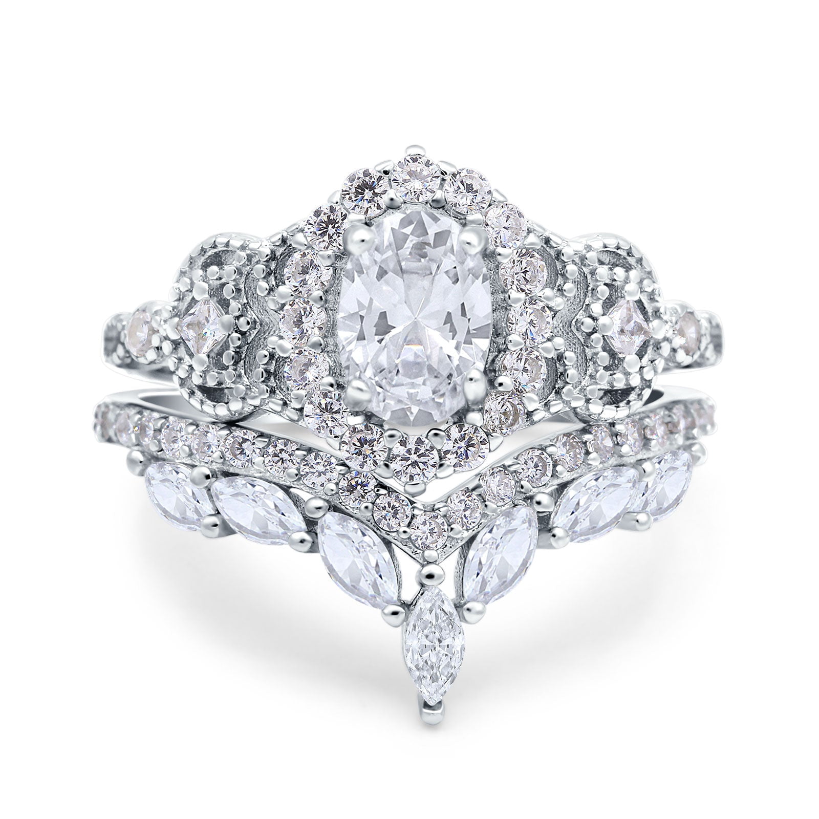 Simulated Cubic Zirconia Size-7 Marquise Art Deco Wedding Engagement ...