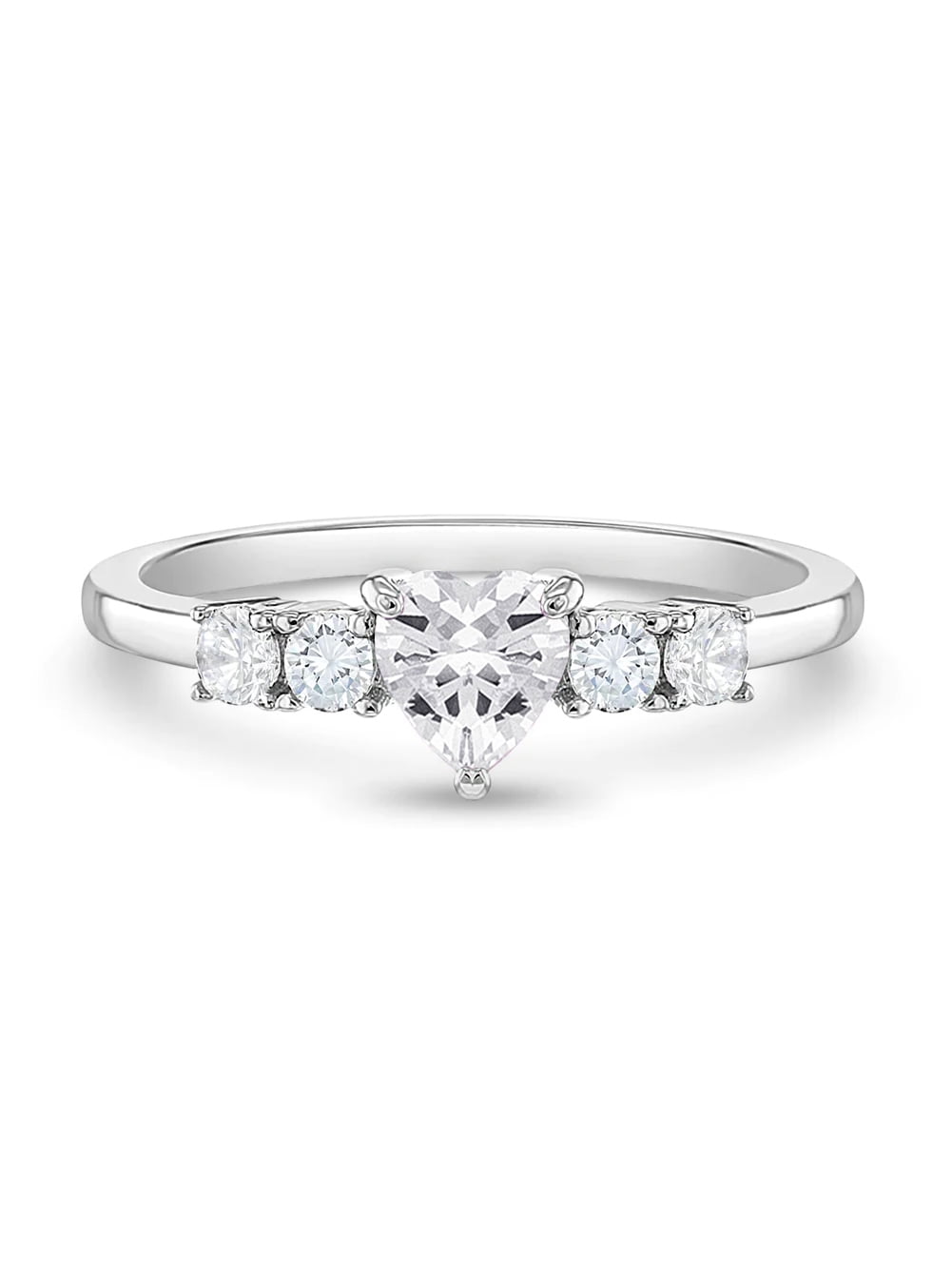 Simulated Diamond Heart Solitaire Size 3 Toddler Ring - Sterling Silver ...