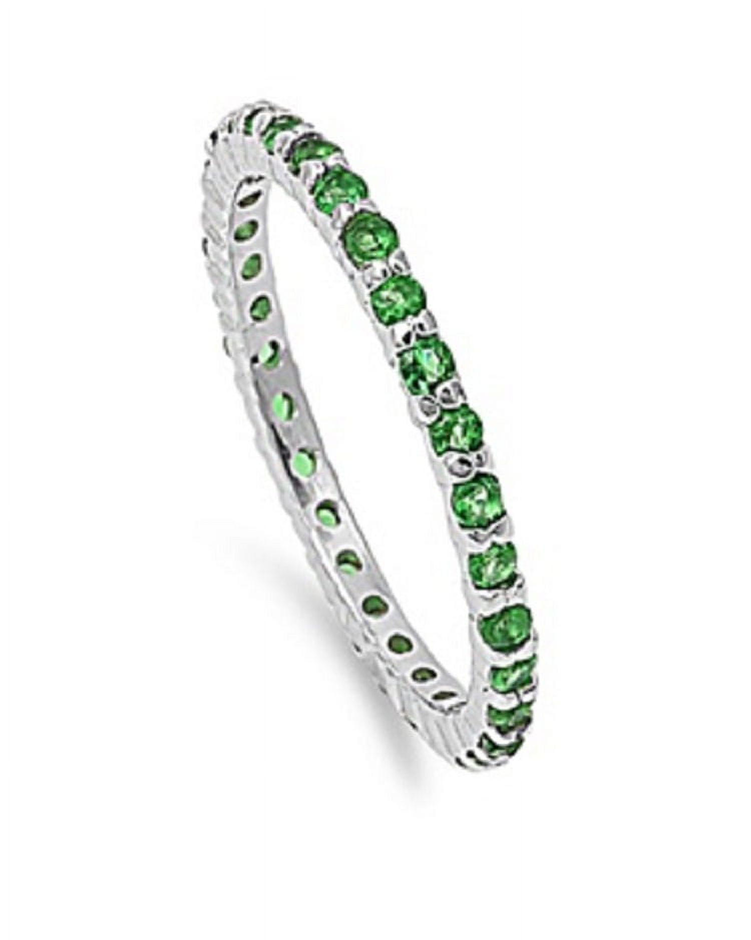 Simulated Emerald Cubic Zirconia Stackable Eternity Ring Sterling ...