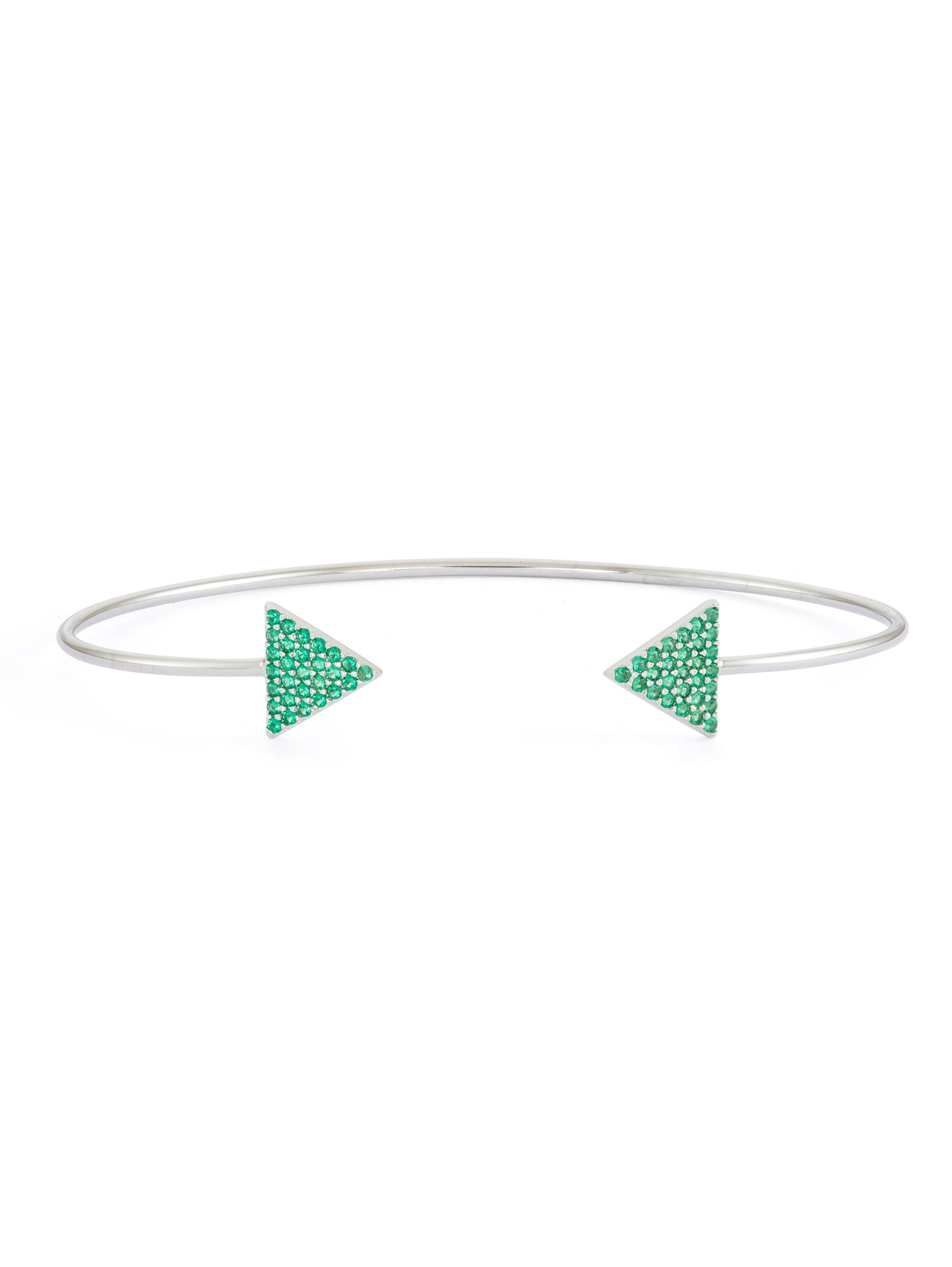 Simulated Emerald Sterling Silver Arrow Bangle - Walmart.com