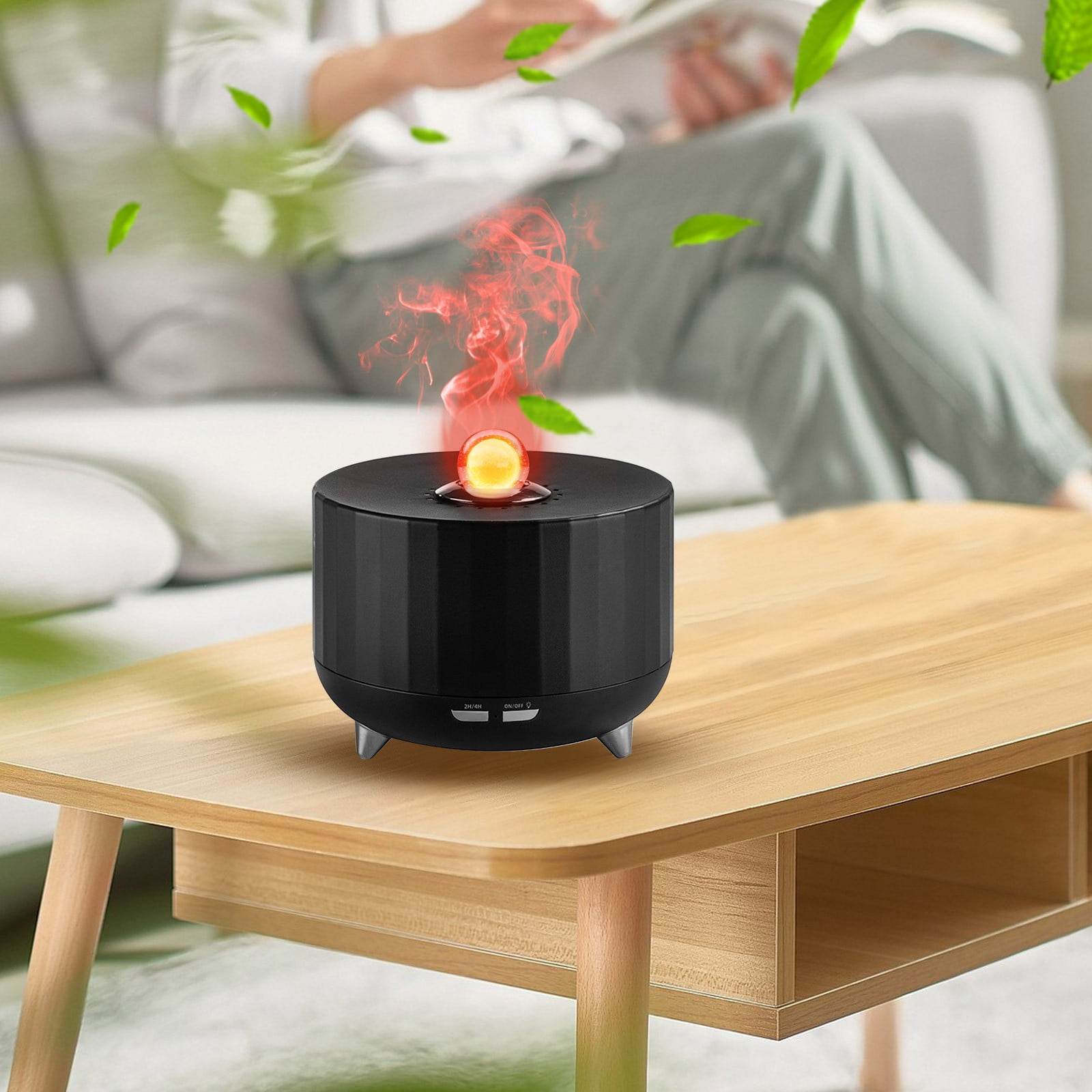 Simulated Flame Aromatherapy Machine High Frequency Nebulizing Cool Light Effect Household ...