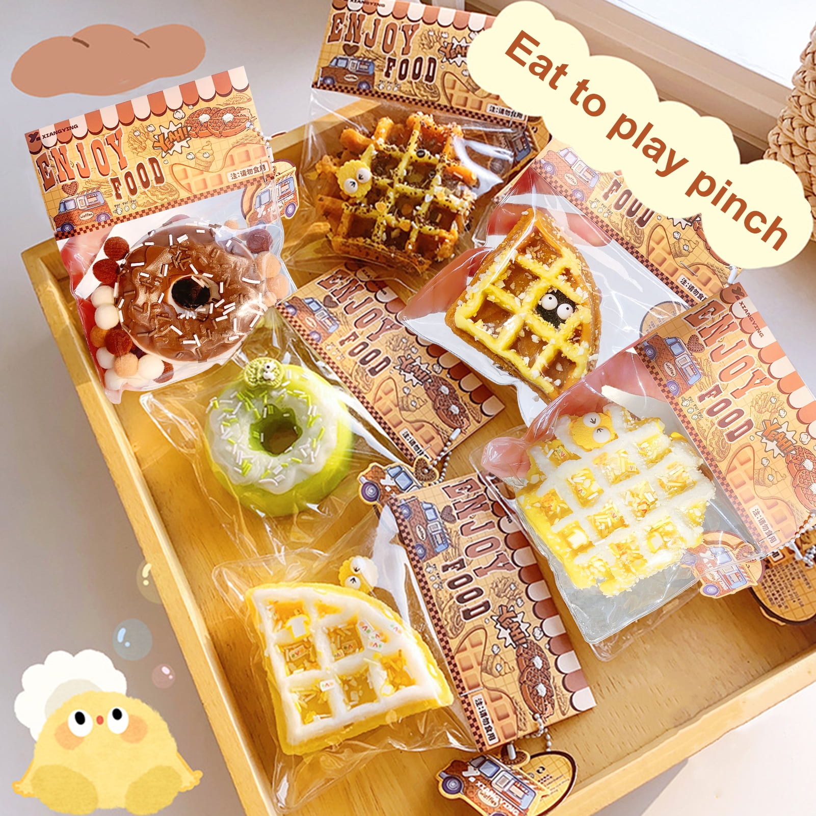 Simulated Food Pinch Toy Slow Rebound Waffle Doughnut Dessert Stress ...