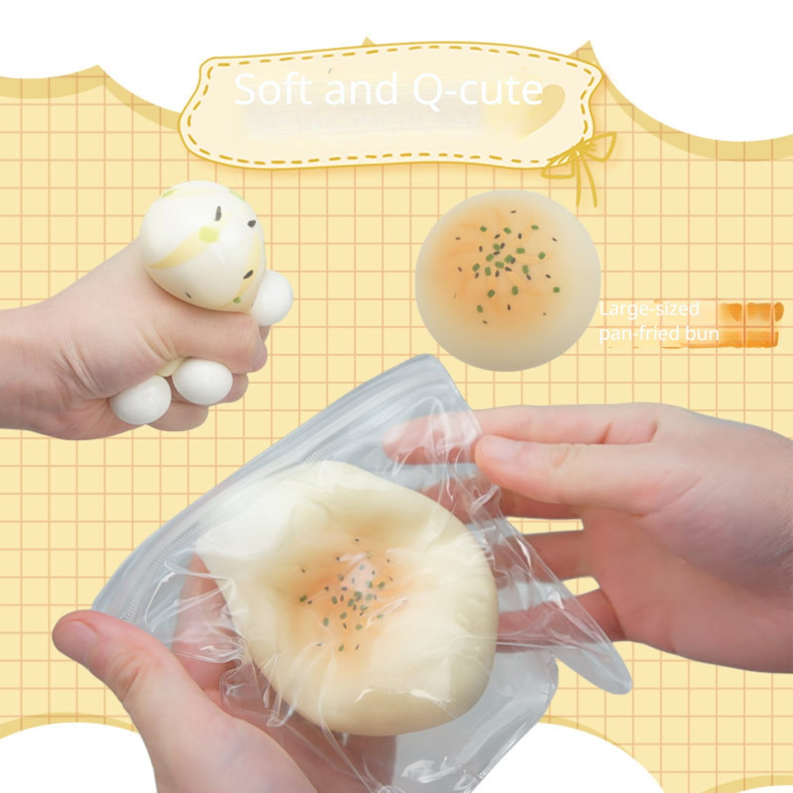 Simulated Fried Buns Taba Squishy Toys, Soft and Cutely Elastic Squishy ...