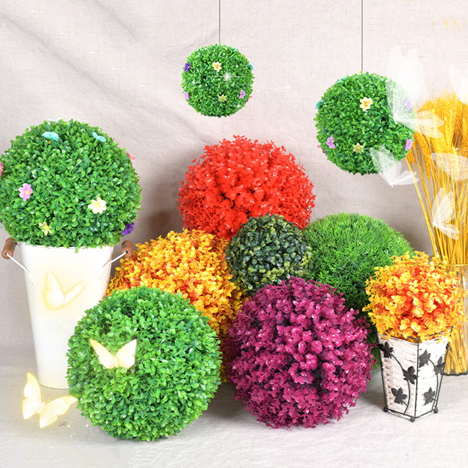 Simulated Grass Ball Faux Topiary Plant Ball Realistic Artificial Plant ...