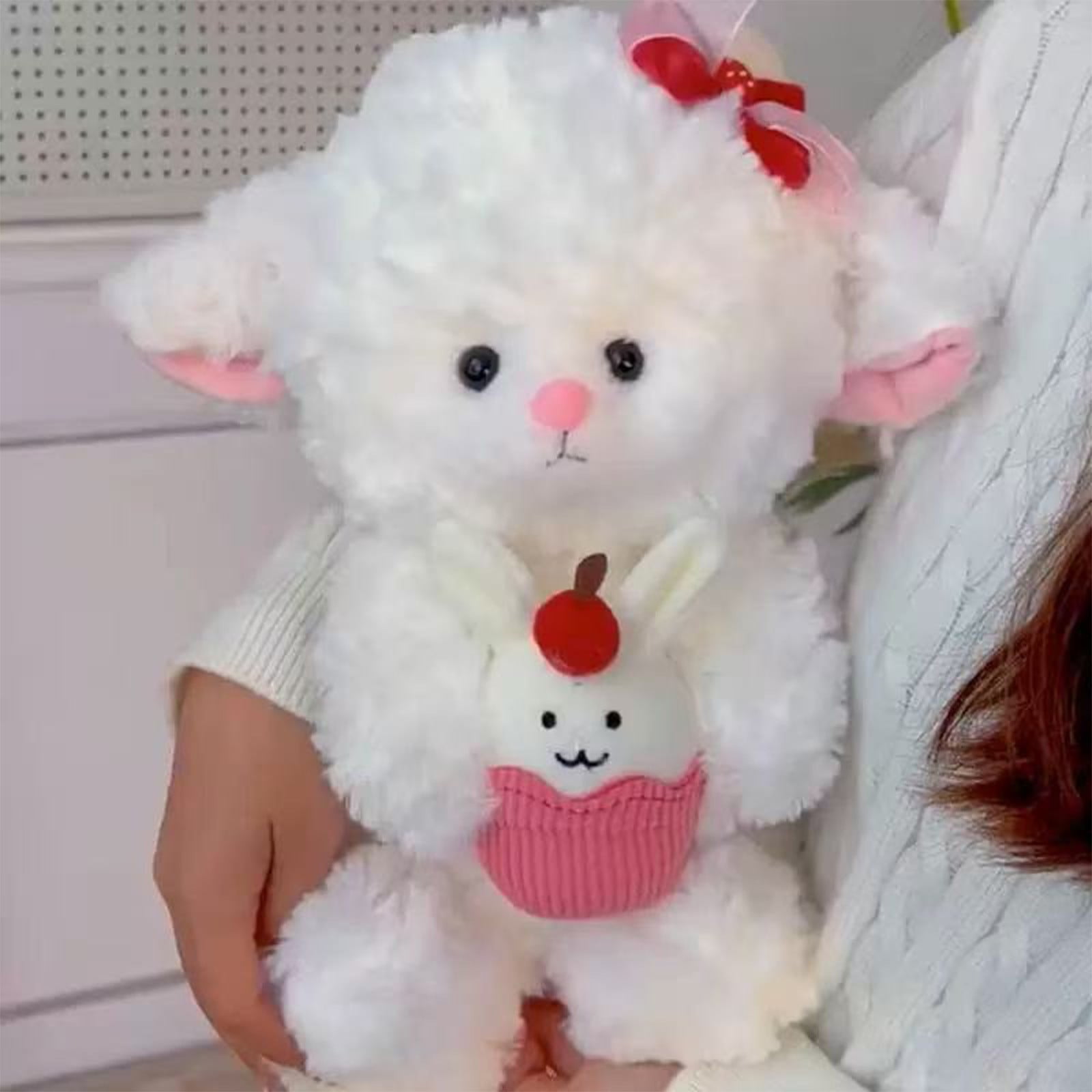 Simulated Lamb Plush Toy | Lifelike White Stuffed Animal | Soft Cotton Cuddle Doll | Realistic ...