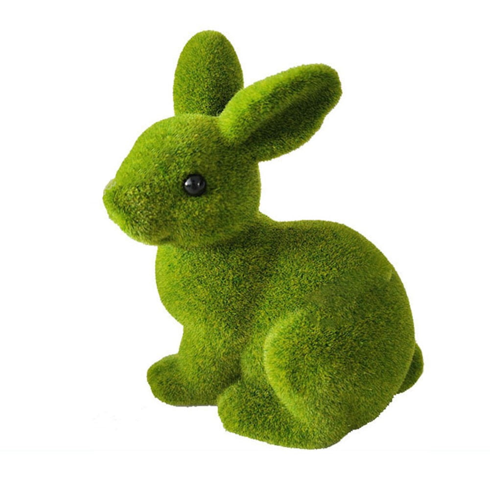 Simulated moss rabbit ornaments Moss flocked fake animal rabbit ...