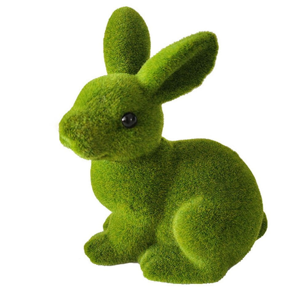 Simulated Moss Rabbit Ornaments Moss Flocked Fake Animal Rabbit ...