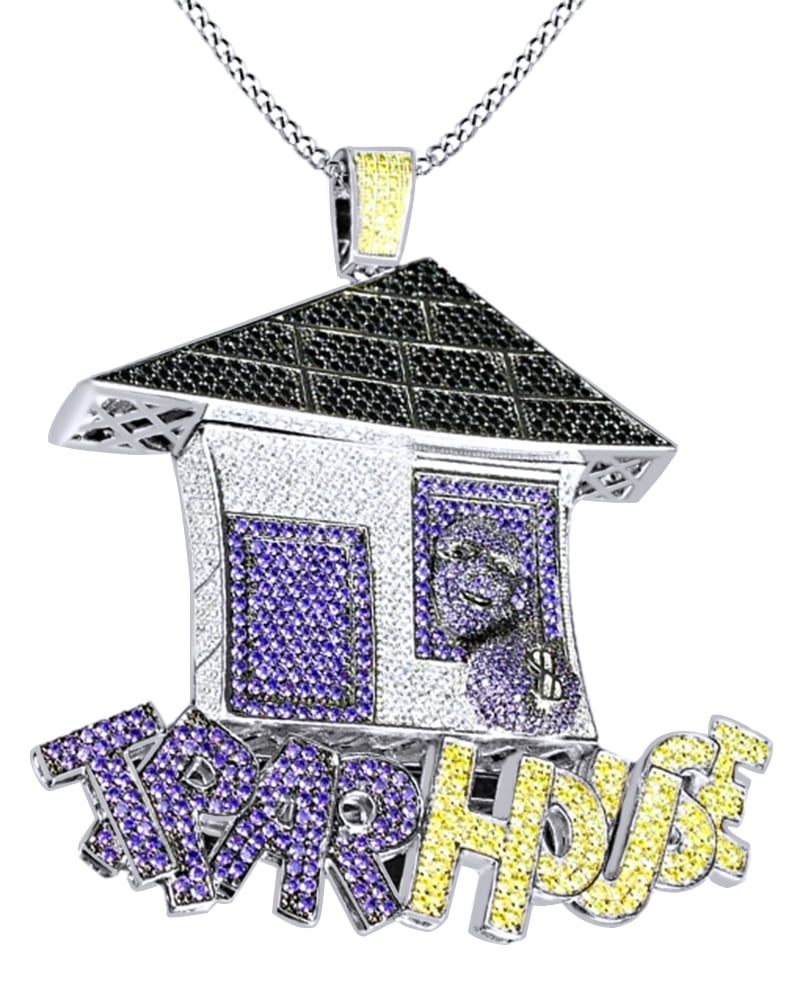 AFFY Simulated Multi-Color Stone "Trap House" Pendant Necklace In 14K ...