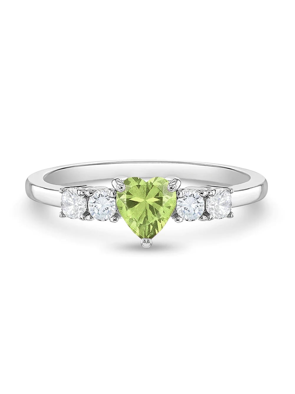 Simulated Peridot Heart Solitaire Size 4 Kids Ring - Sterling Silver ...
