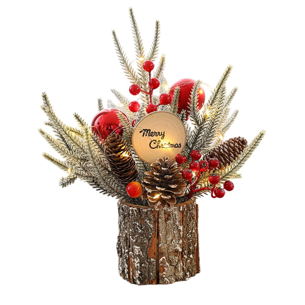 Simulated Pine Branches And Pine Cones Desktop Ornaments Mini Christmas ...