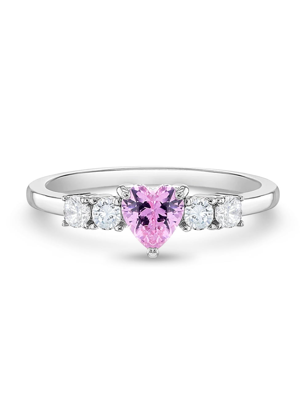 Simulated Pink Tourmaline Heart Solitaire Size 2 Baby Ring - Sterling ...