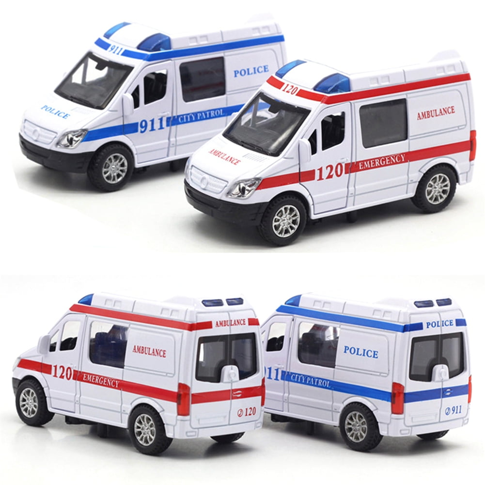 Simulated Pull Back Sound Light Ambulance Police Car Fire Truck Kids ...