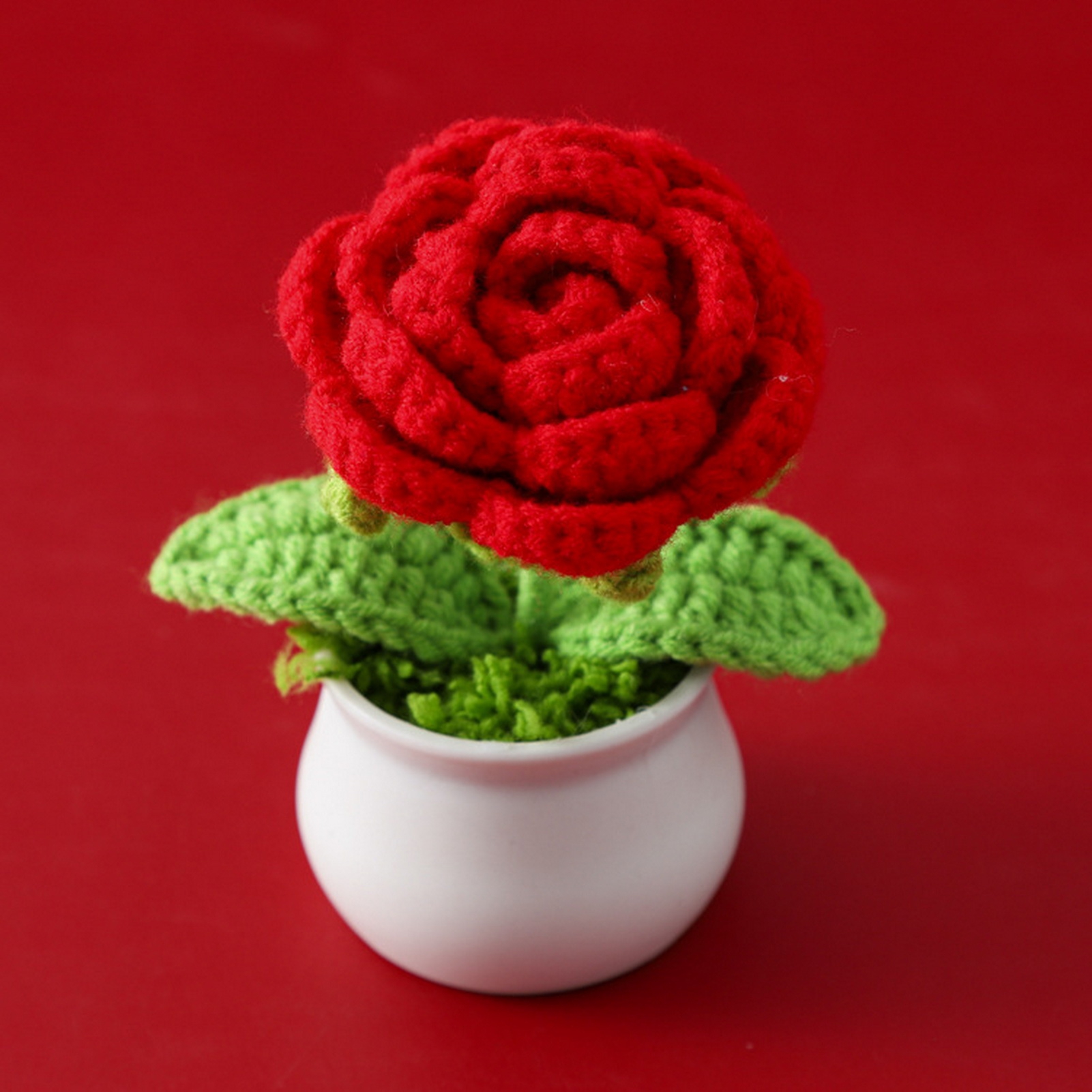 Simulated Rose Potted Plants Artificial Rose Pots Cute Style Diy Handwoven Simulation Pot ...