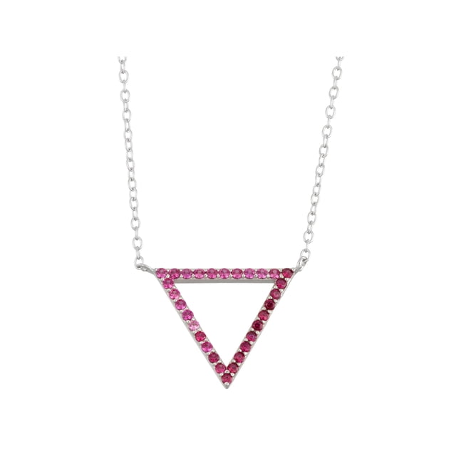 Simulated Ruby Sterling Silver Open Triangle Necklace, 18" - Walmart.com
