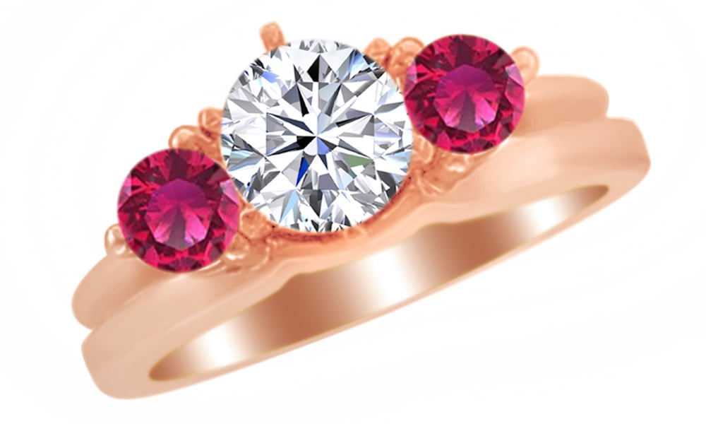 Simulated Ruby Wrap Style Enhancer Ring in 14k Rose Gold Ring Size - 6. ...