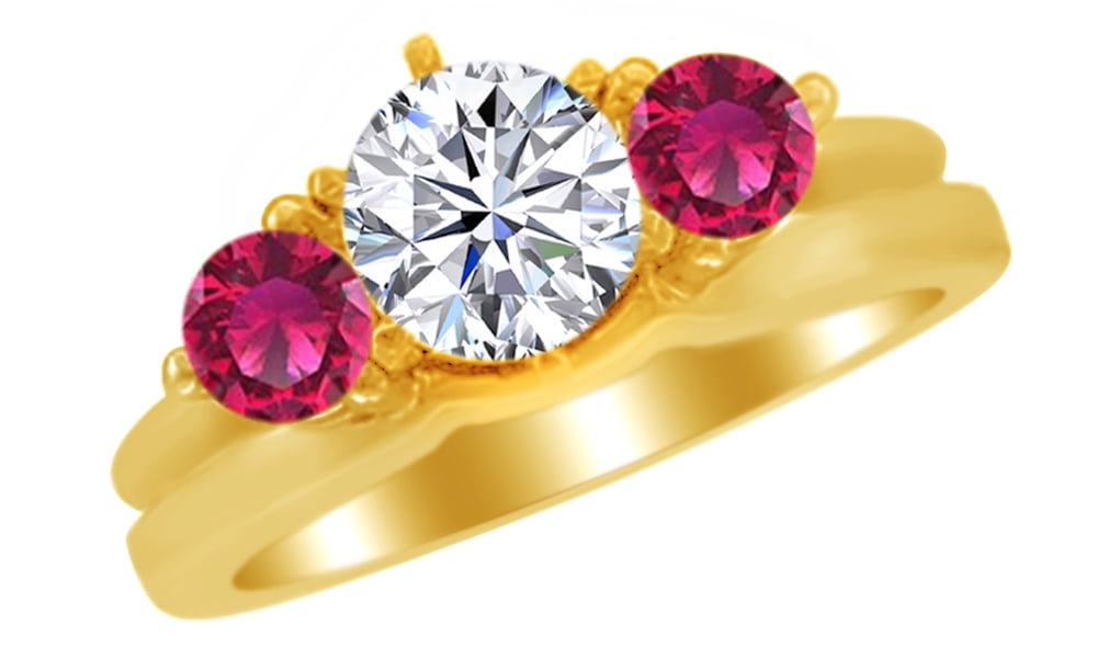 Simulated Ruby Wrap Style Enhancer Ring in 14k Yellow Gold Ring Size ...