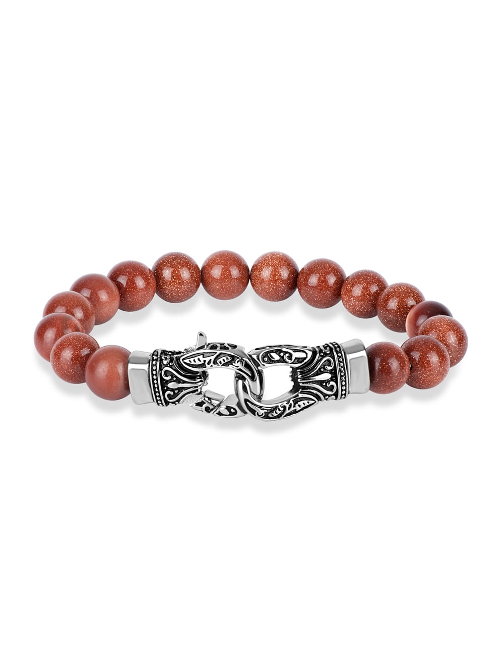 Simulated Rust Bead 316L Stainless Steel Ornate Clasp Bracelet, 9 ...