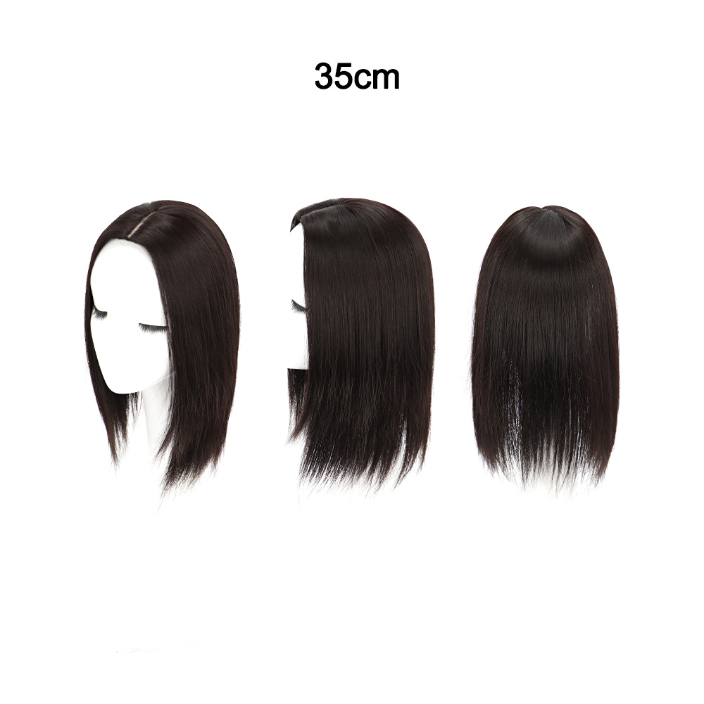 Simulated Scalp Medium Head Hair Patch Medium Length Straight Hair ...