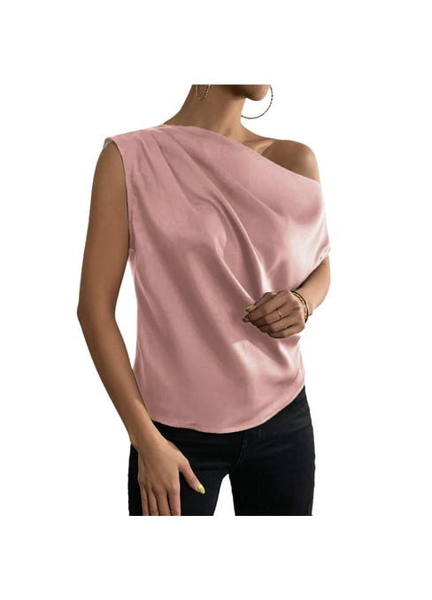 Scoop Women’s Sleeveless Mock Neck Pleated Shoulder Blouse, Sizes XS ...