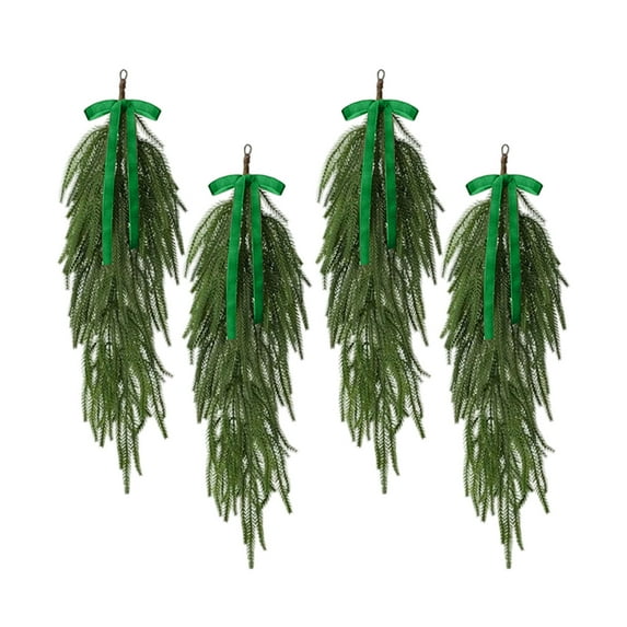 Simulated Soft-Glue Norfolk Needle Wall Hanging, Upside Down Christmas Tree Vine for Green Plant ...