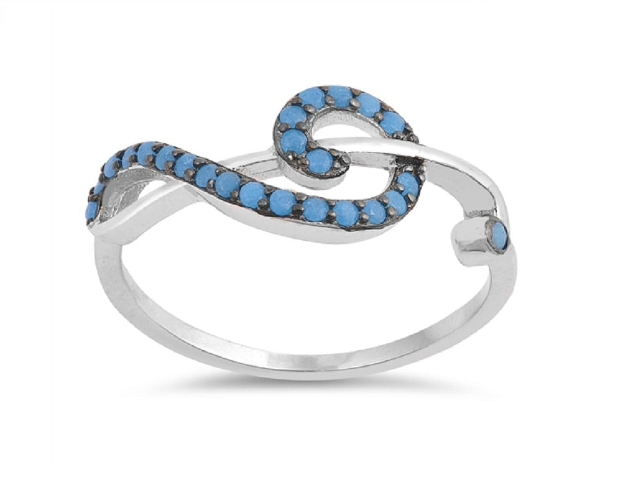 Simulated Turquoise Sideway Treble Clef Ring Sterling Silver - Walmart.com