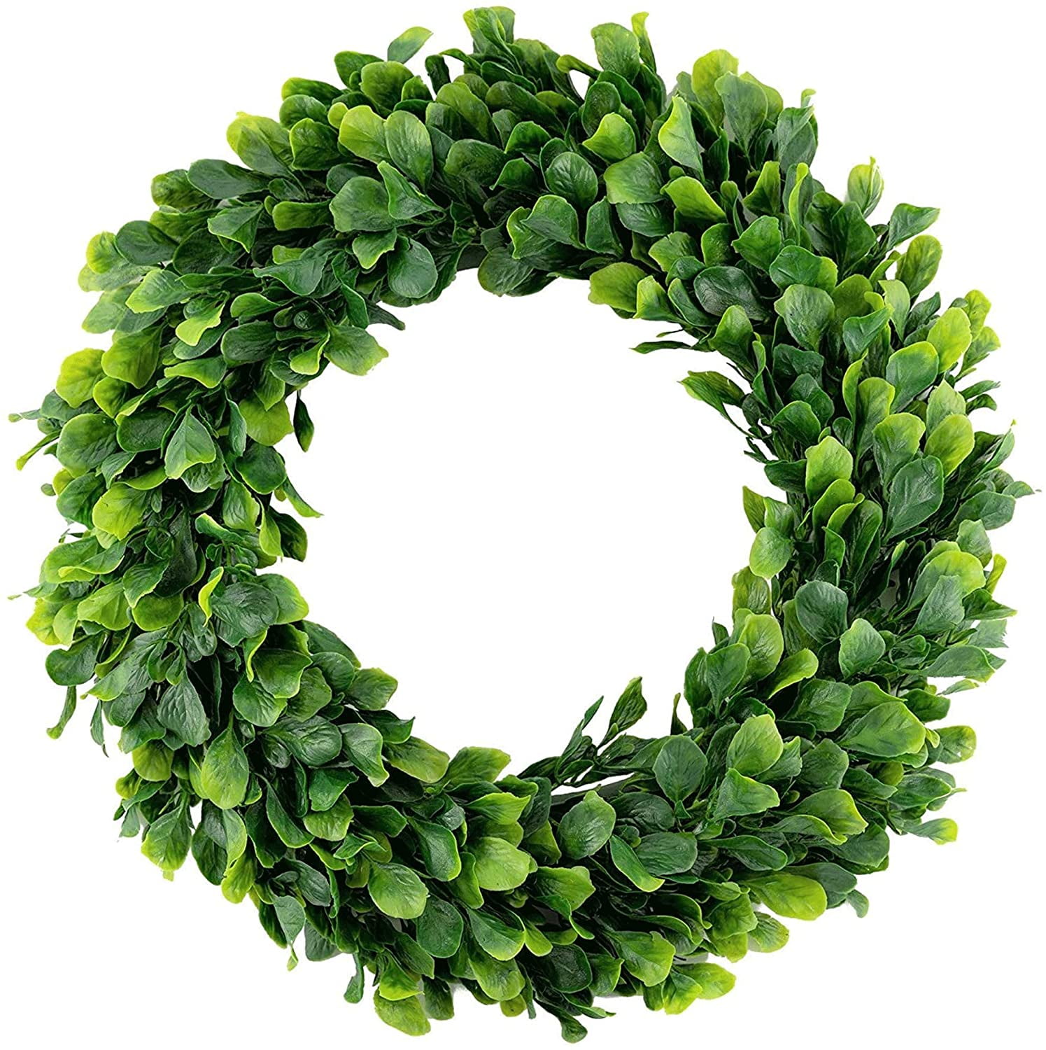 Simulated faux boxwood wreath, spring and summer greenery wreath for ...