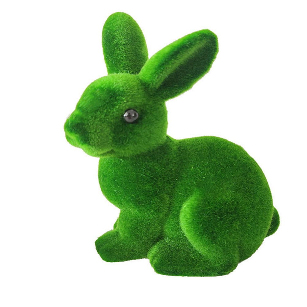 Simulated Moss Rabbit Ornaments Moss Flocked Fake Animal Rabbit ...
