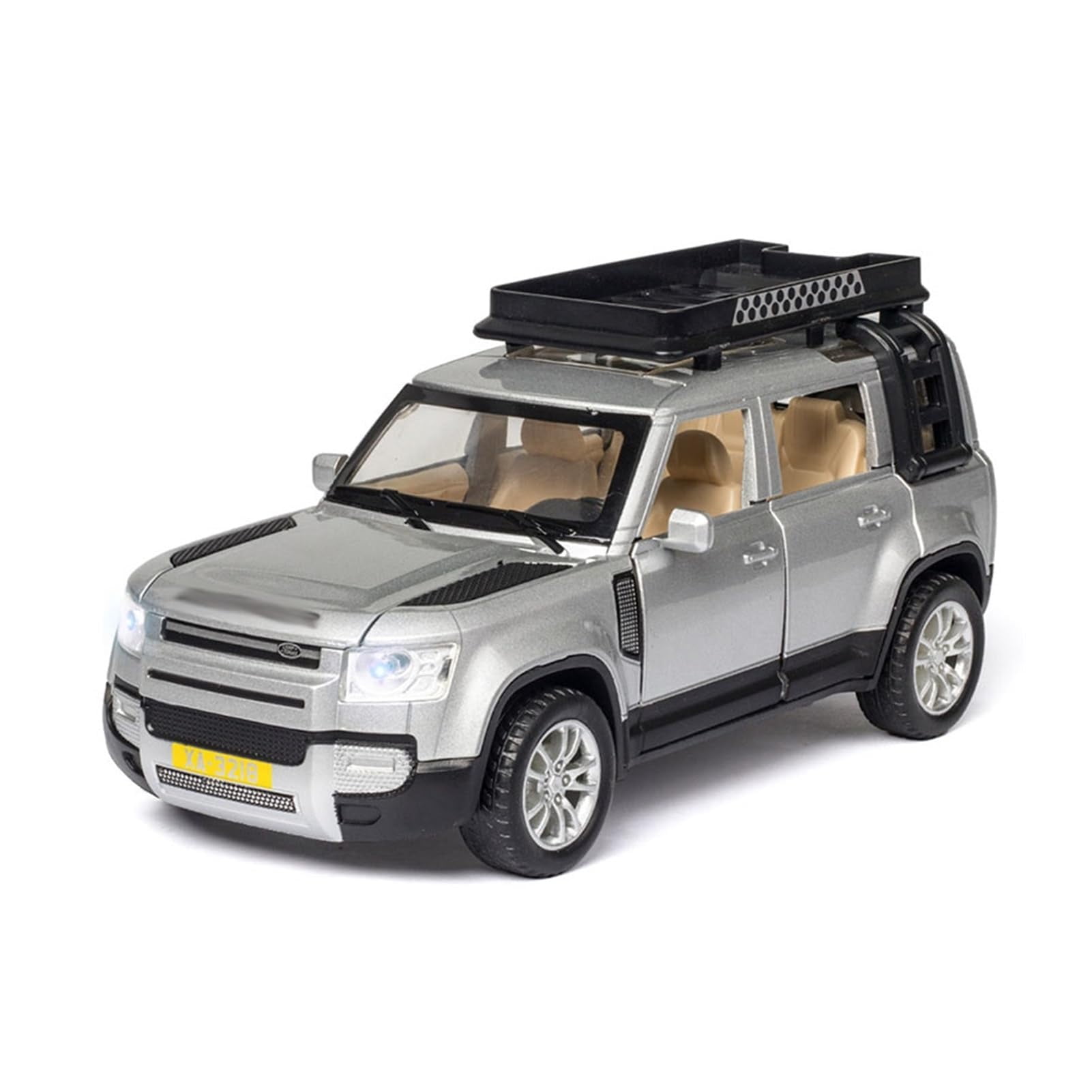 Simulation 1:32 Land Rover Defender Silver Hand-Made Model Desktop ...