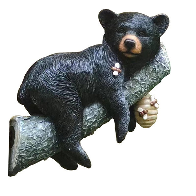Simulation Animal Ornaments Black Bear Hugging Tree Statue Courtyard ...