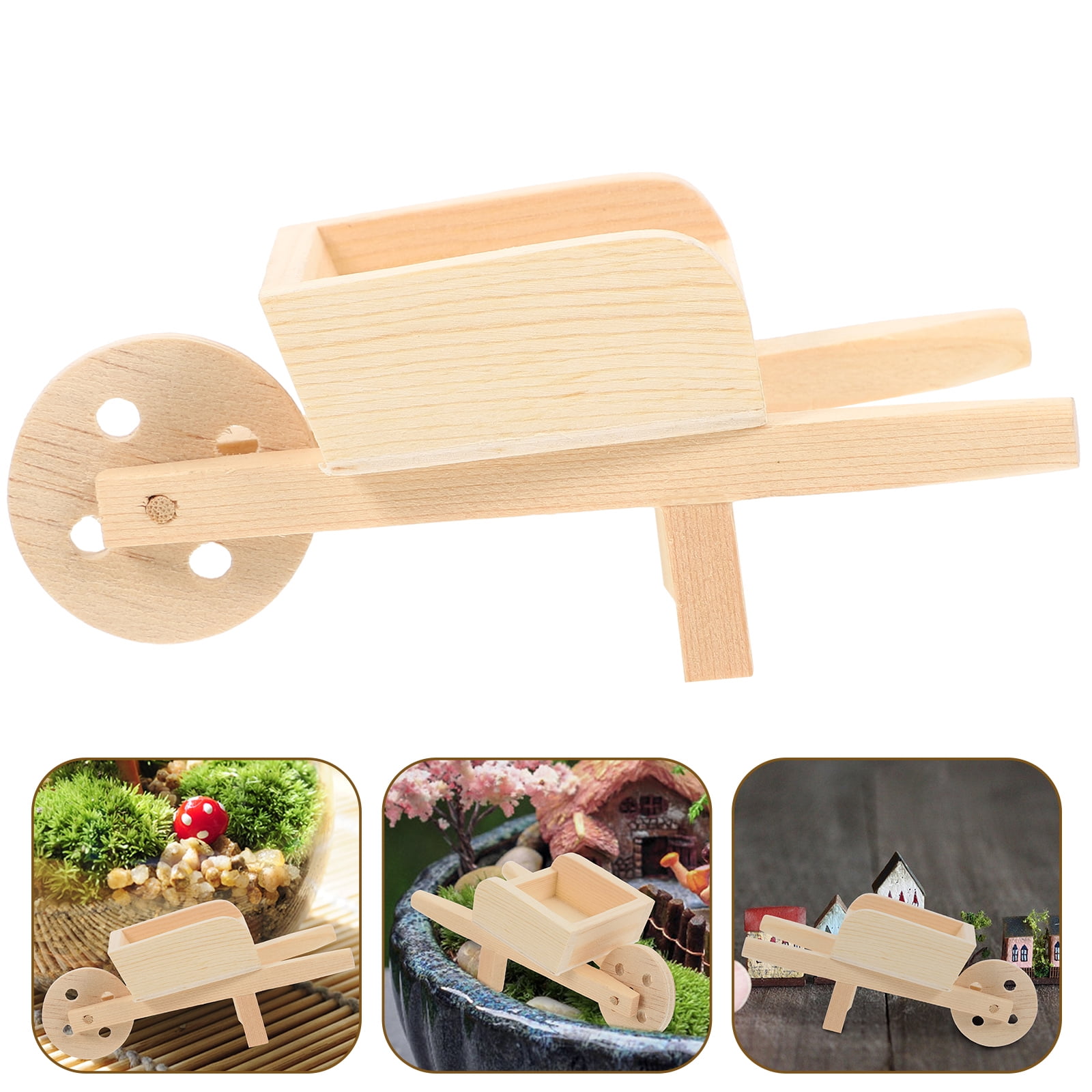 Simulation Cart Toy Wooden Cart Model Miniature Farm Wheelbarrow Toy ...