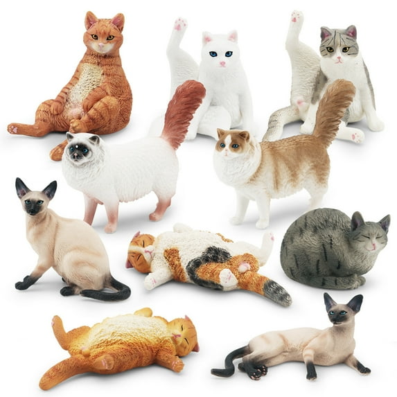 Simulation Cat Figurine PVC Solid - Kitten Model Realistic Miniature ...