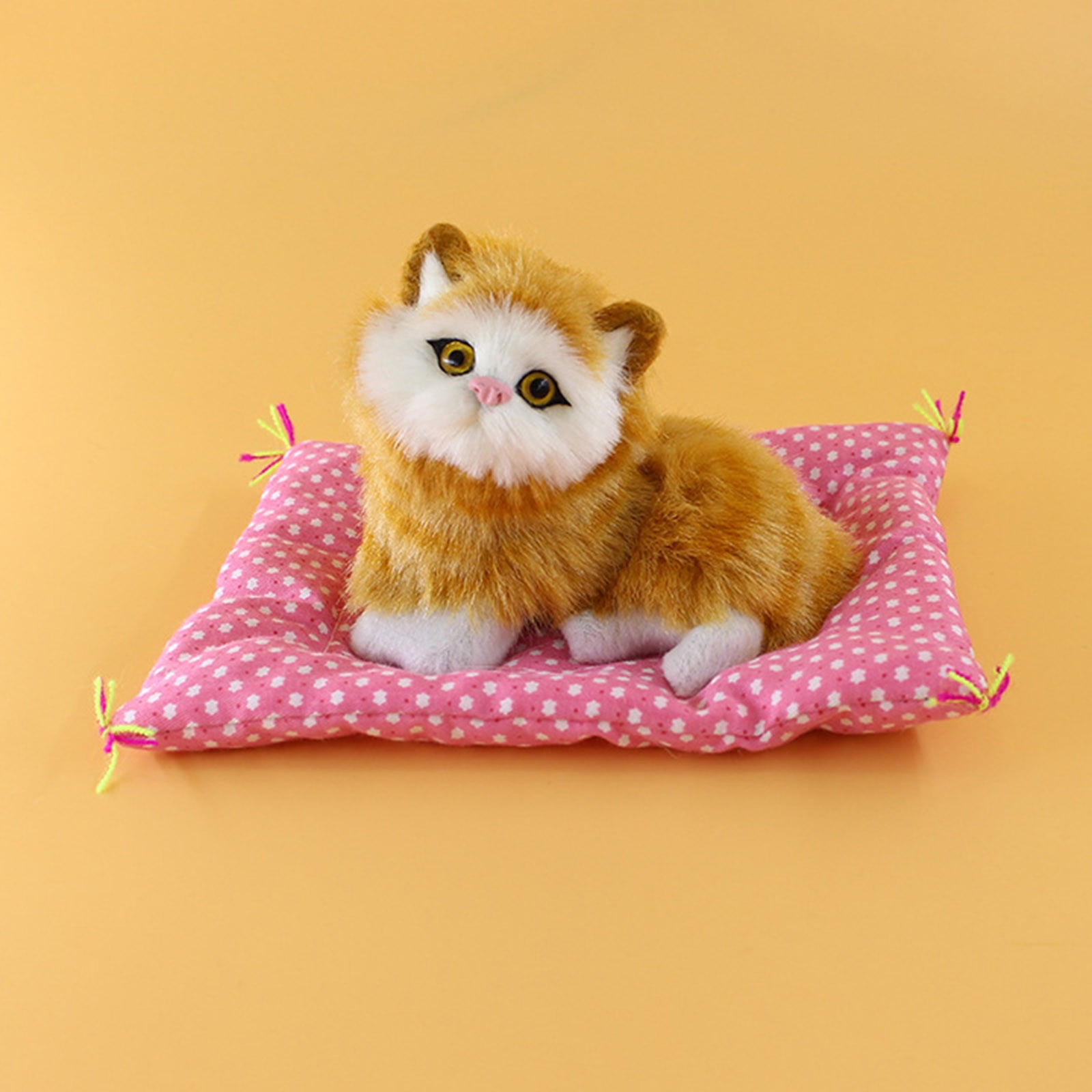 Simulation Cat Plush Animals Toy Will Call With Cloth Mat Sleeping Cat ...