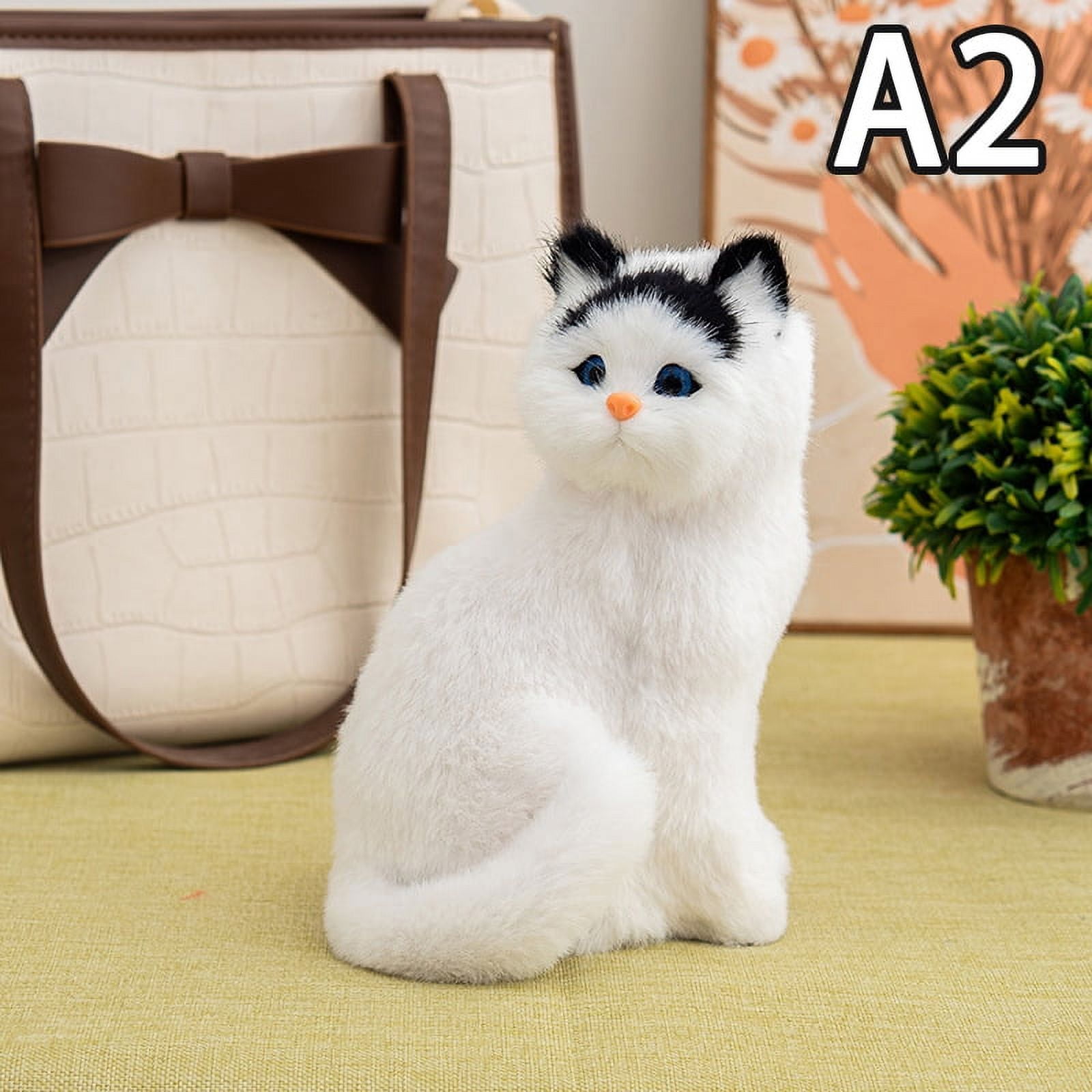 Simulation Cat Plush Toys Soft Stuffed Kitten Model Fake Cats Realist ...