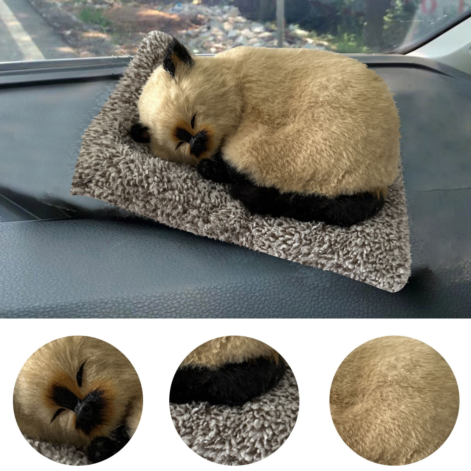 Simulation Cat Toy with Sound and Cloth Mat,Lifelike Sleeping Doll for ...