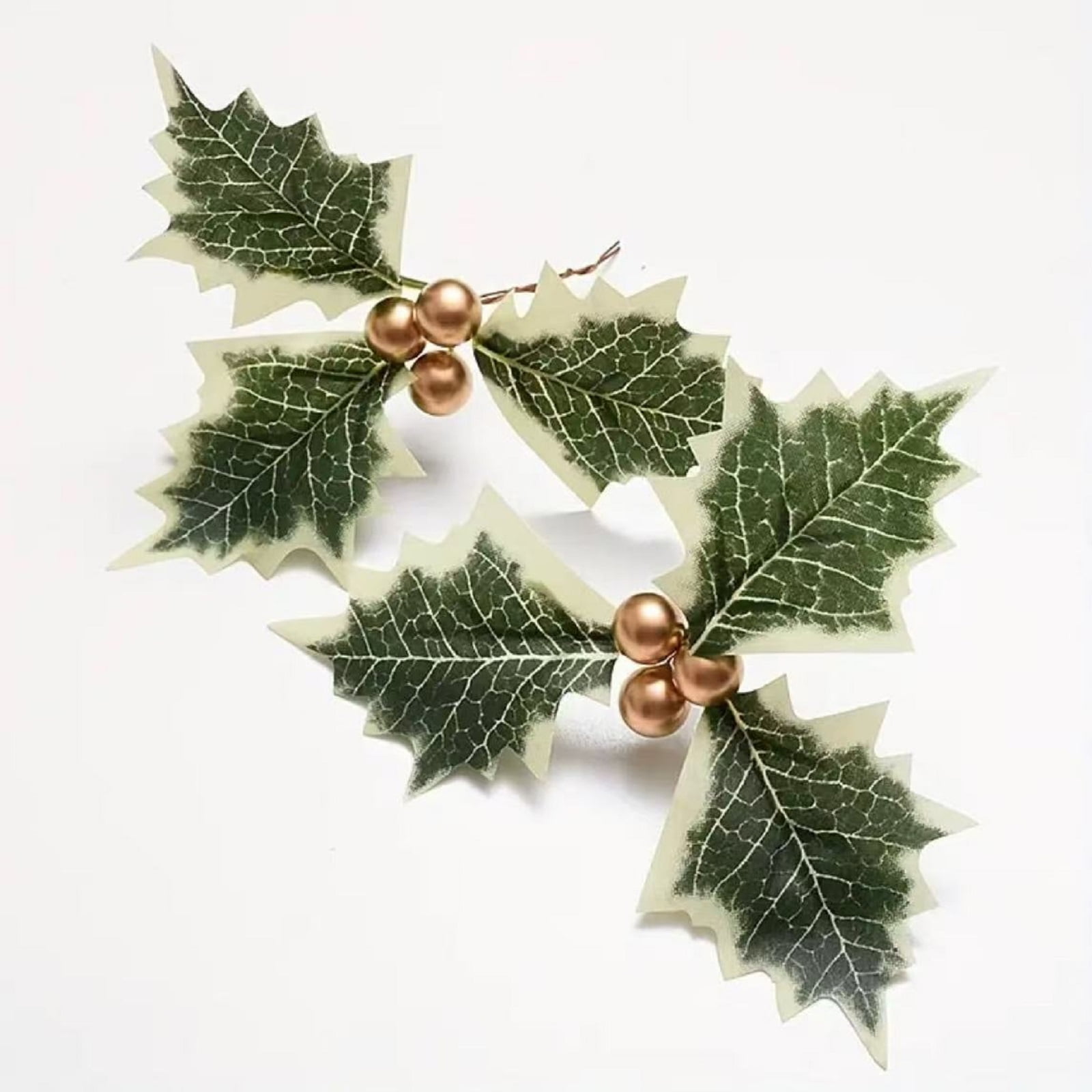 Simulation Christmas Triangular Three-Pronged Leaf Branch With Berries ...